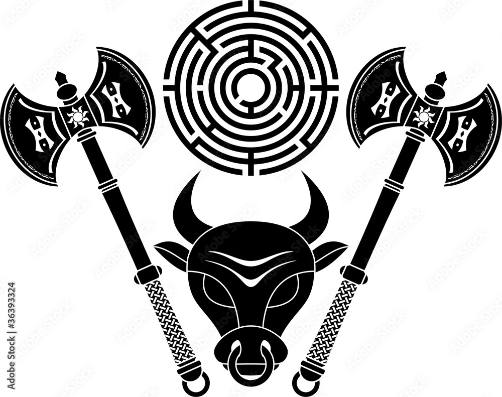 minotaur. stencil. second variant Stock Vector | Adobe Stock
