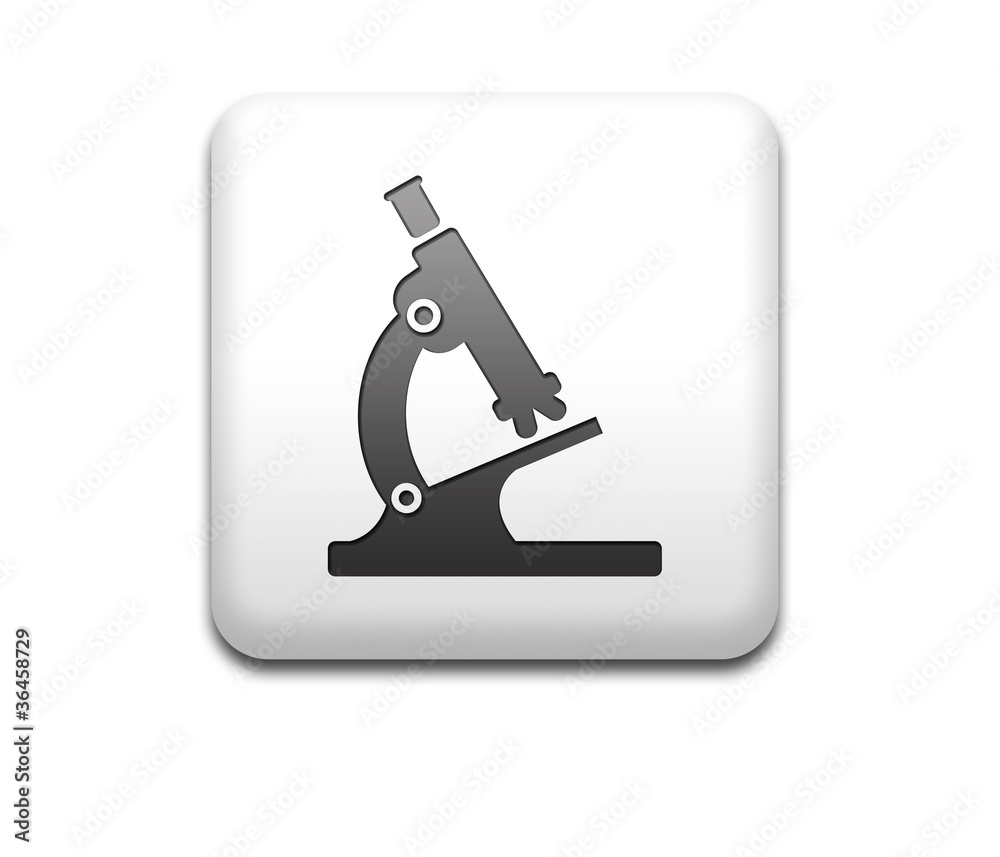 Boton cuadrado blanco simbolo microscopio Stock Illustration | Adobe Stock