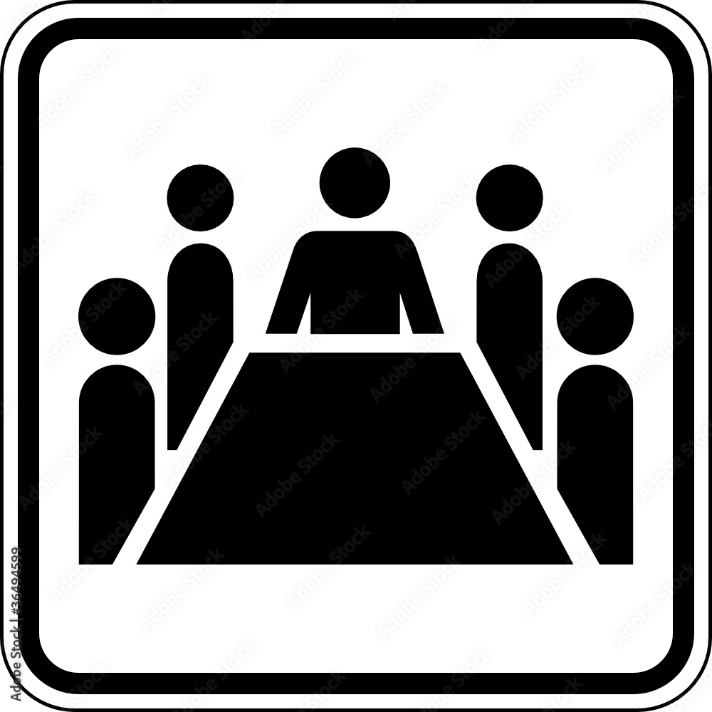 Besprechung Sitzung Gespräch Schild Zeichen Symbol - Stock - GamesAgeddon