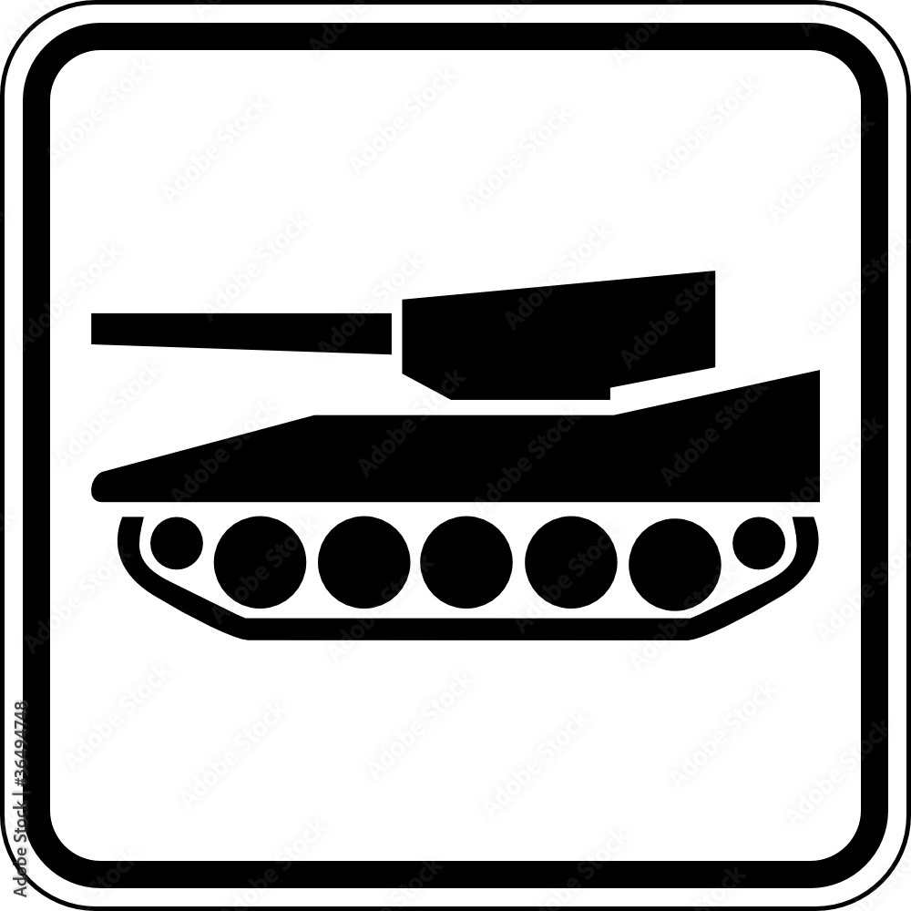 Panzer Fahrzeug Rüstung Schild Zeichen Symbol Stock Vector | Adobe Stock