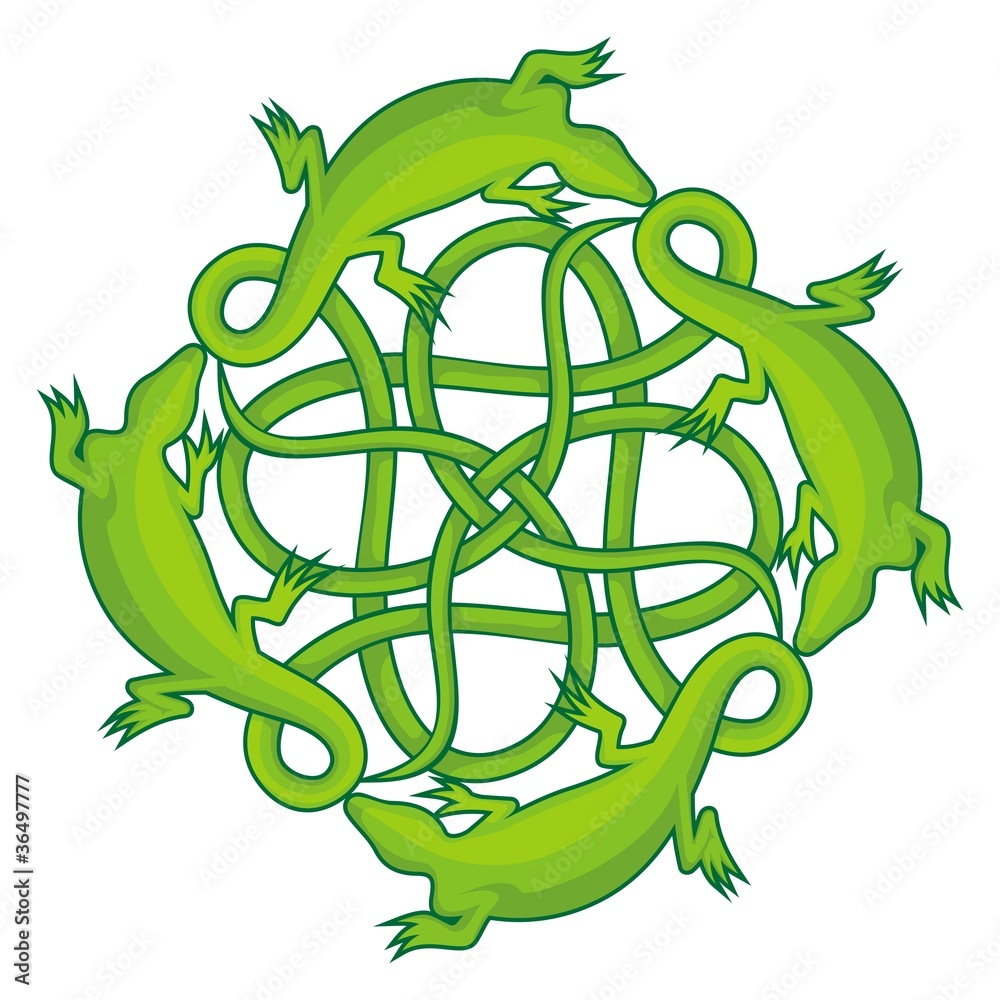 Lizards square knot Stock Vector | Adobe Stock
