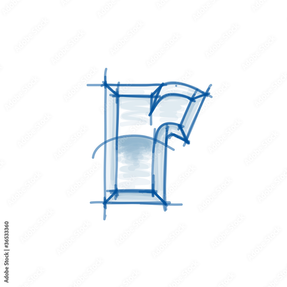 Blueprint font sketch - letter r - marker drawing Stock Vector | Adobe ...