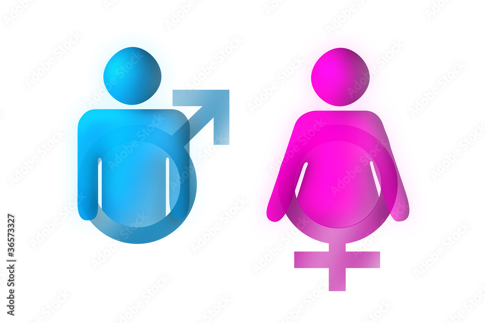 Illustrazione Stock Simboli Maschio e Femmina su Bianco | Adobe Stock