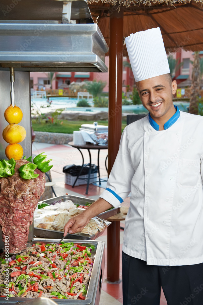 Arab chef making kebab Stock Photo | Adobe Stock