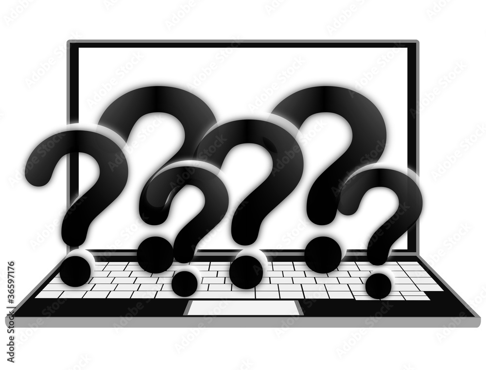 Laptop - question mark Stock Illustration | Adobe Stock