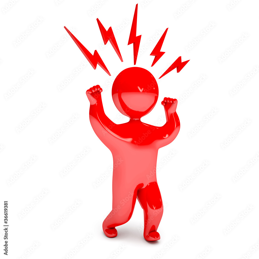 Man waving his fists, stomp feet, red with anger Stock Illustration ...