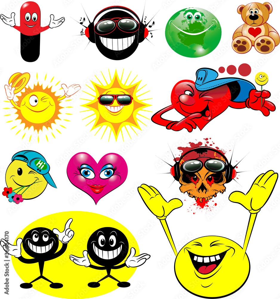 Vector set cartoon. Funny pictures for your design Stock Vector | Adobe ...