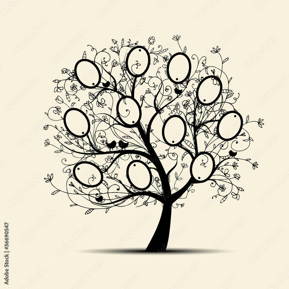 Family tree design, insert your photos into frames Stock Vector | Adobe ...