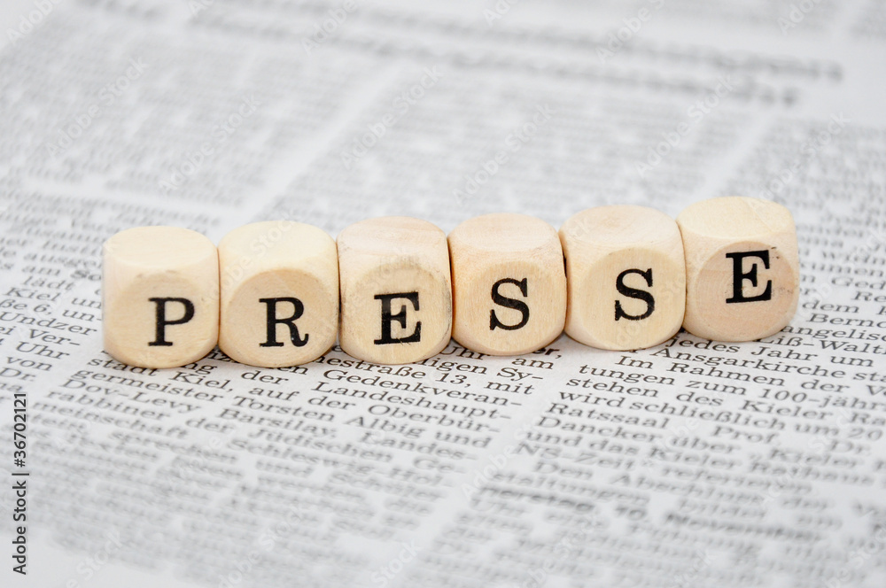 Presse Schriftzug Stock-Foto | Adobe Stock