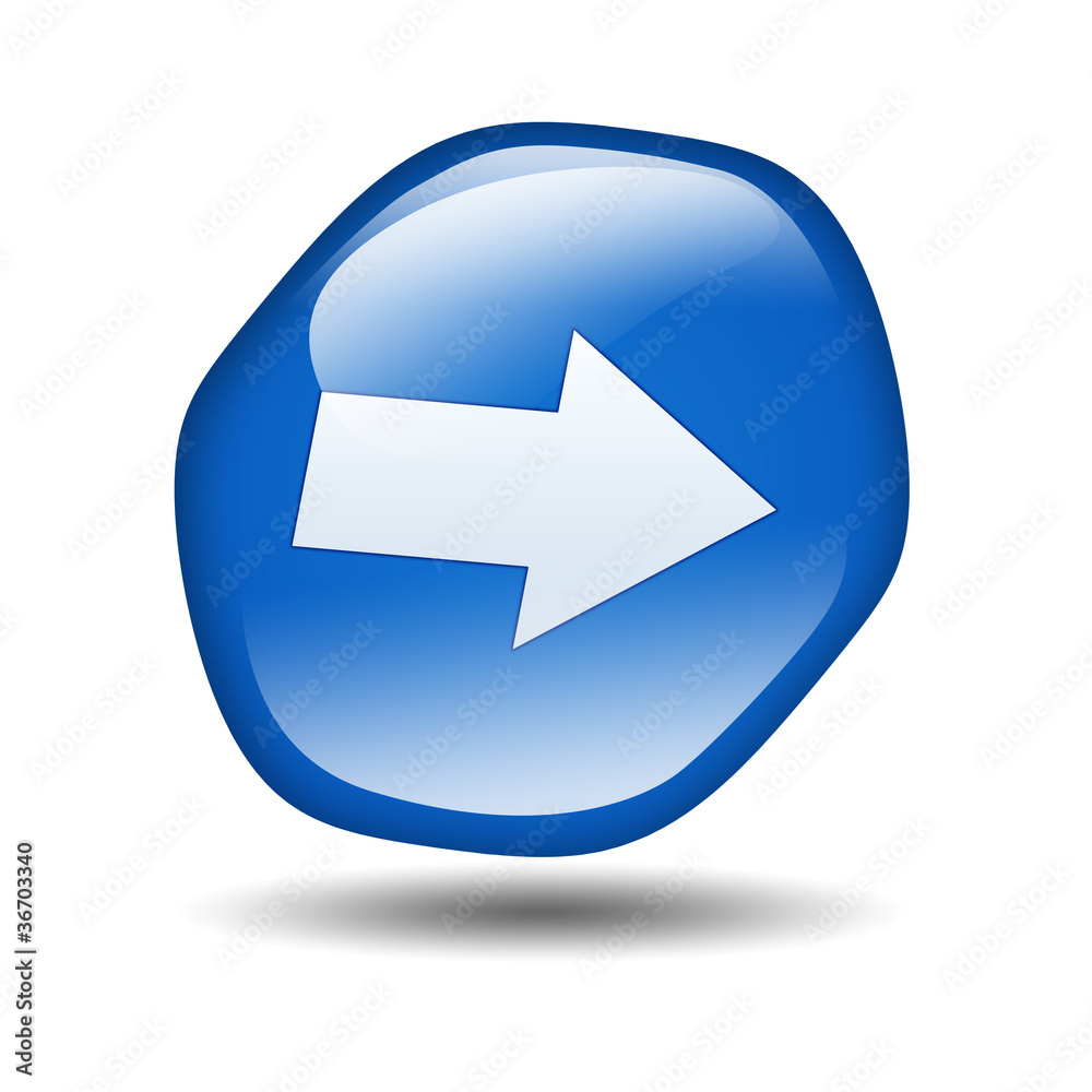 Boton brillante azul hexagonal simbolo flecha derecha ilustração do ...