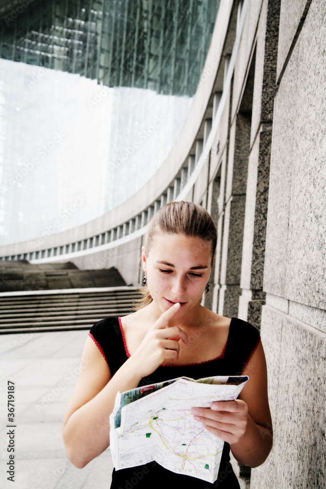 Girl With Map Stock-Foto | Adobe Stock