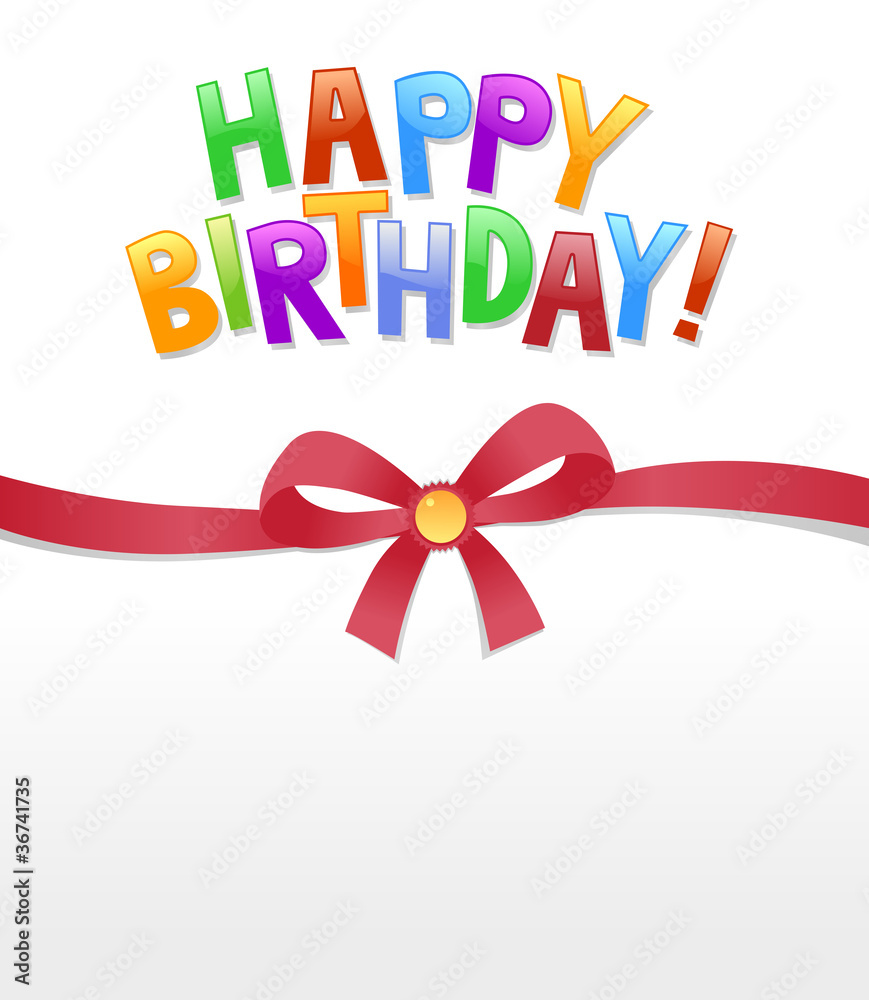 Happy Birthday Ribbon Bow Stock Vector | Adobe Stock