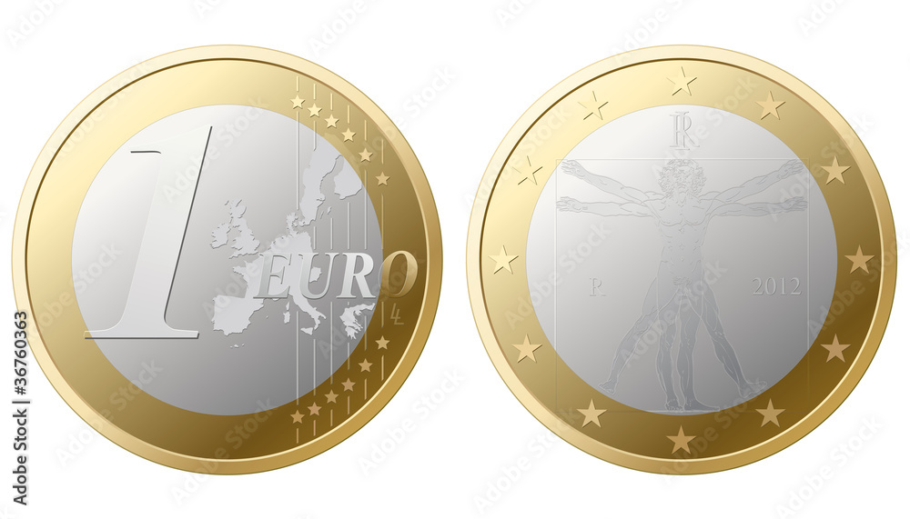 1 Euro vector - front/back Stock Vector | Adobe Stock