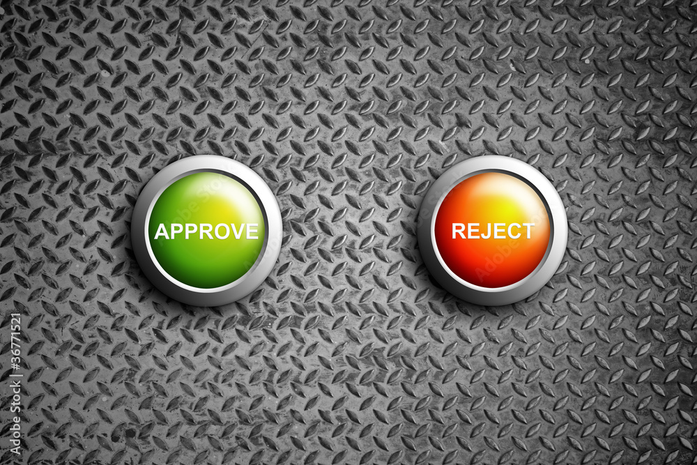 approve and reject button on diamond steel texture Stock Photo | Adobe ...
