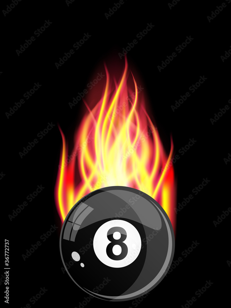Pool Billiards Ball in Fire Stock Vector | Adobe Stock