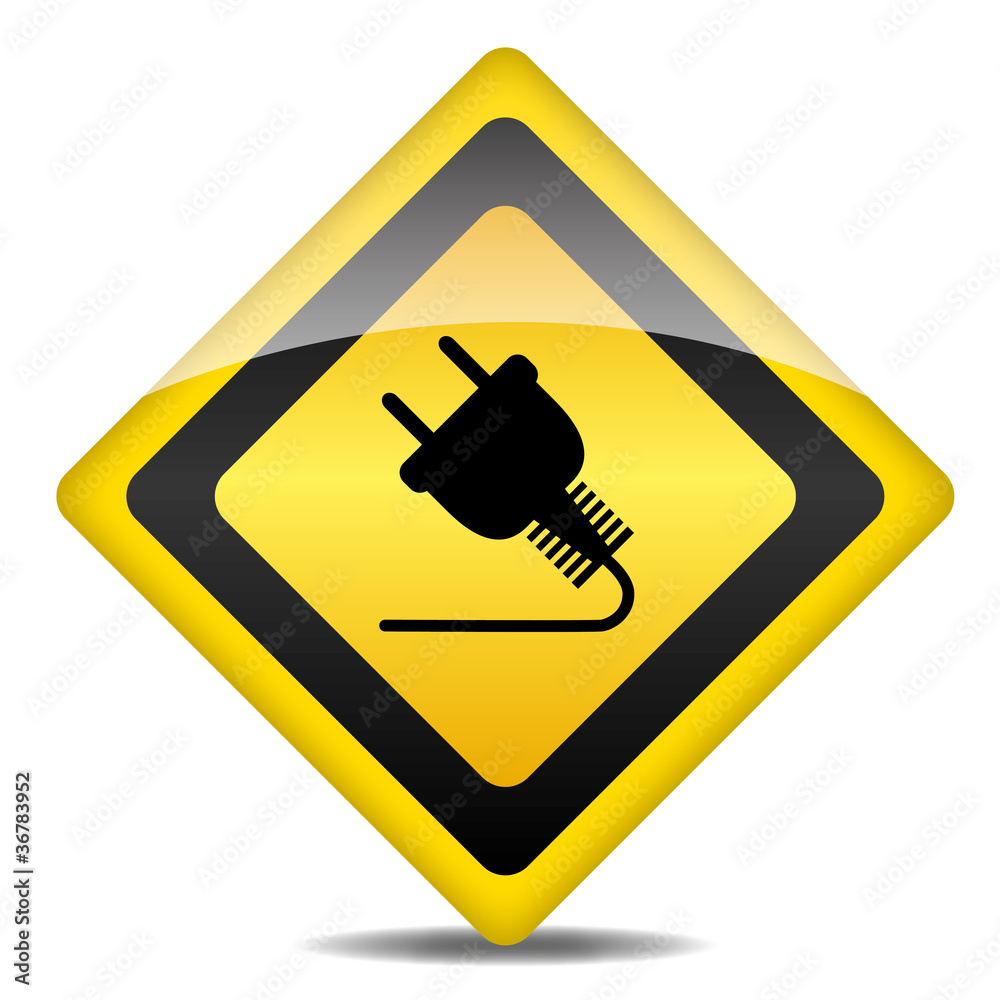 Achtung Warnung Schild Storm Stecker Steckdose Stock Vector | Adobe Stock