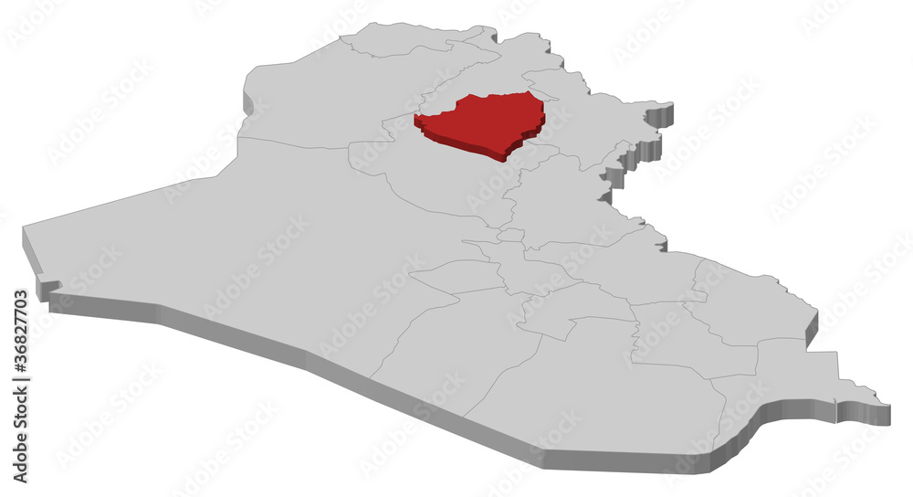 Map of Iraq, Kirkuk highlighted Stock Vector | Adobe Stock