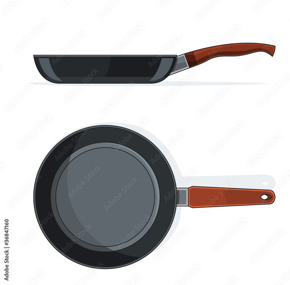 pan with handle vector illustration isolated on white background Stock ...