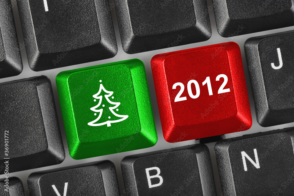 Computer keyboard with Christmas keys | Uwalls.co.uk