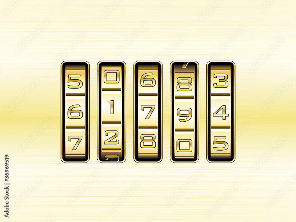 Gold combination lock - number code. Vector file. Stock Vector | Adobe ...