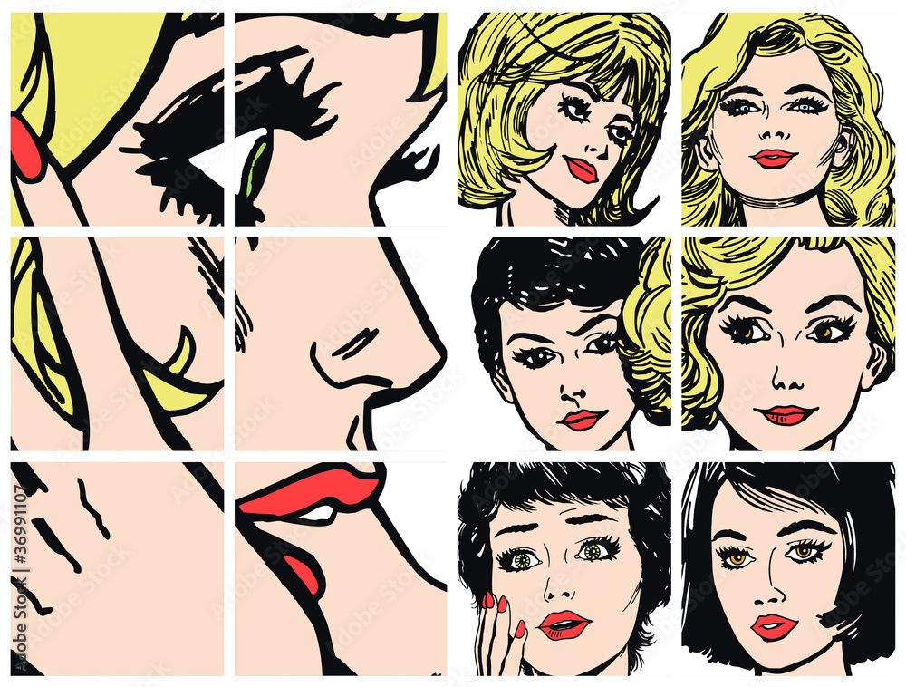Ilustraciones con primeros planos del rostro de mujeres ilustração do ...
