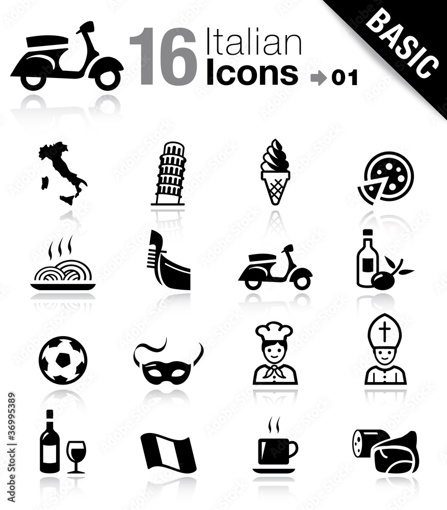 Basic - Italian icons Stock Vector | Adobe Stock