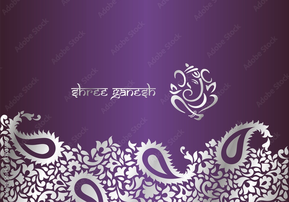 Ganesh, traditional Hindu wedding card design, Rajasthan Stock Vector ...