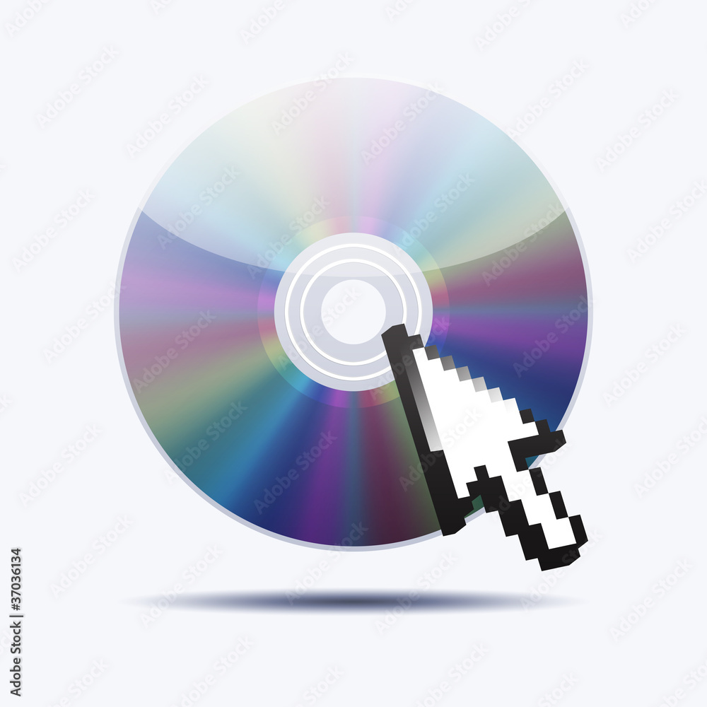 Icono CD 3D con simbolo cursor flecha Stock Illustration | Adobe Stock