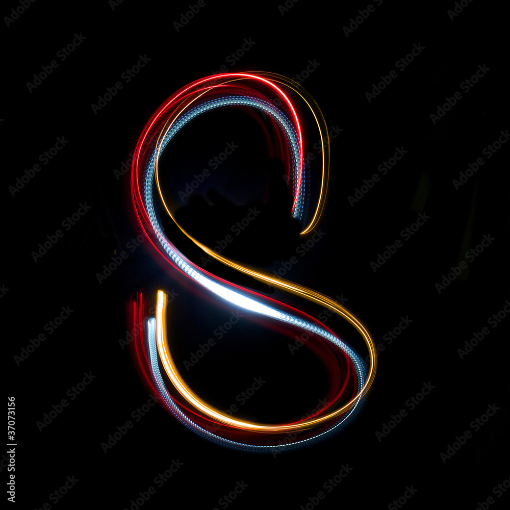 Letter s made from brightly coloured neon lights Stock Photo | Adobe Stock