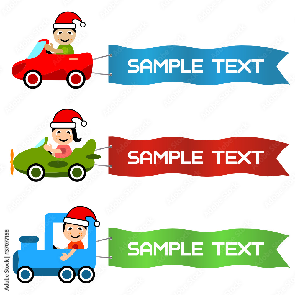 cartoon kids driving toy vehicle with message flag Stock Vector | Adobe ...