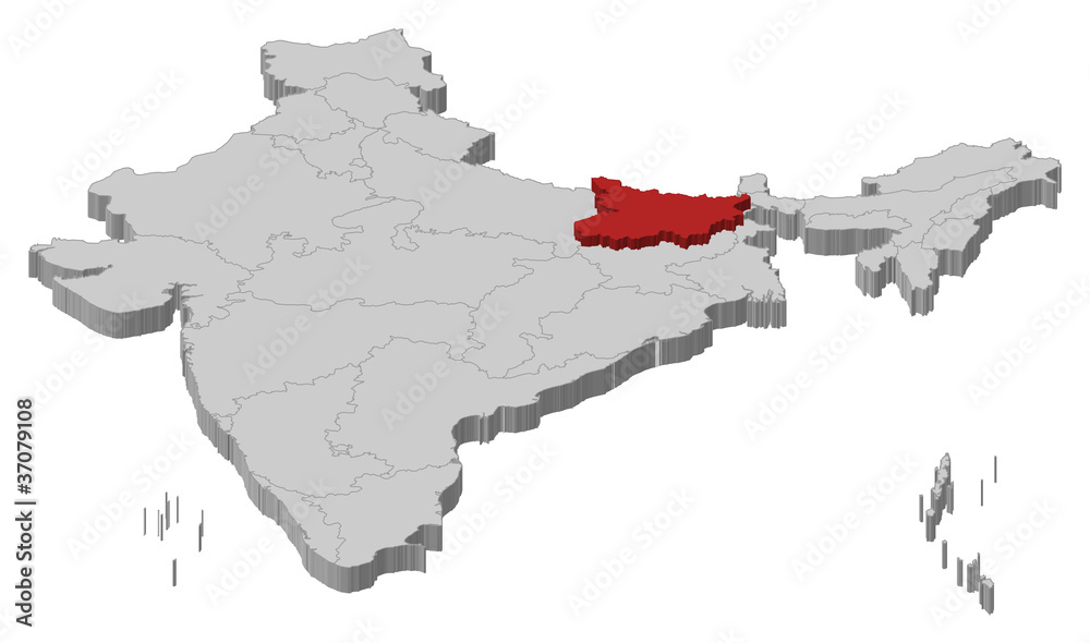 Map of India, Bihar highlighted Stock Vector | Adobe Stock