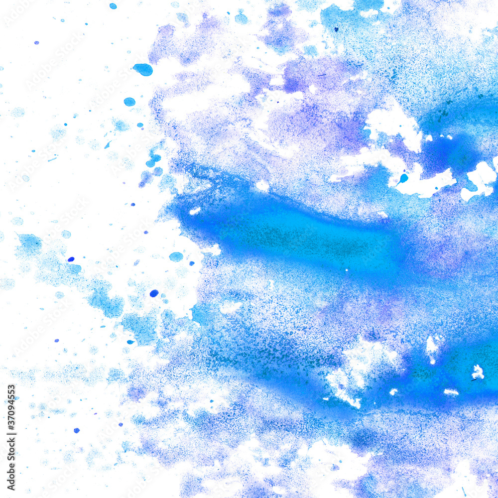 abstract blue watercolor blot texture patch on white background Stock ...