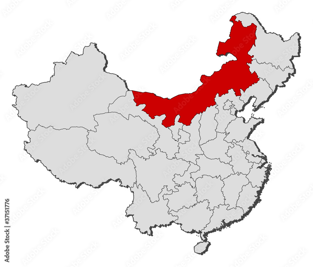 Map of China, Inner Mongolia highlighted Stock Vector | Adobe Stock