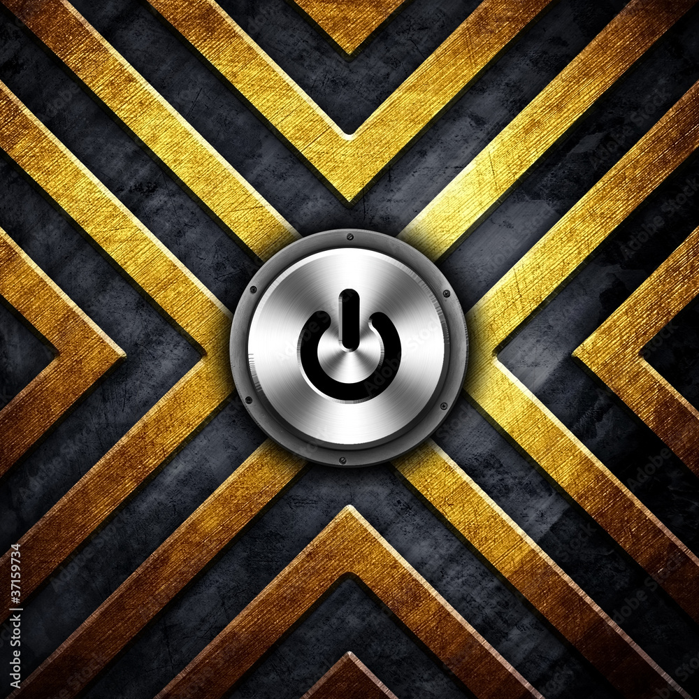 power button on metal background Stock Illustration | Adobe Stock