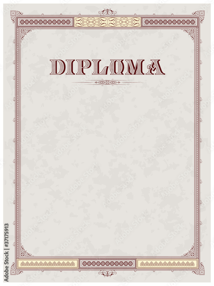 Vintage frame, certificate or diploma template Stock Vector | Adobe Stock