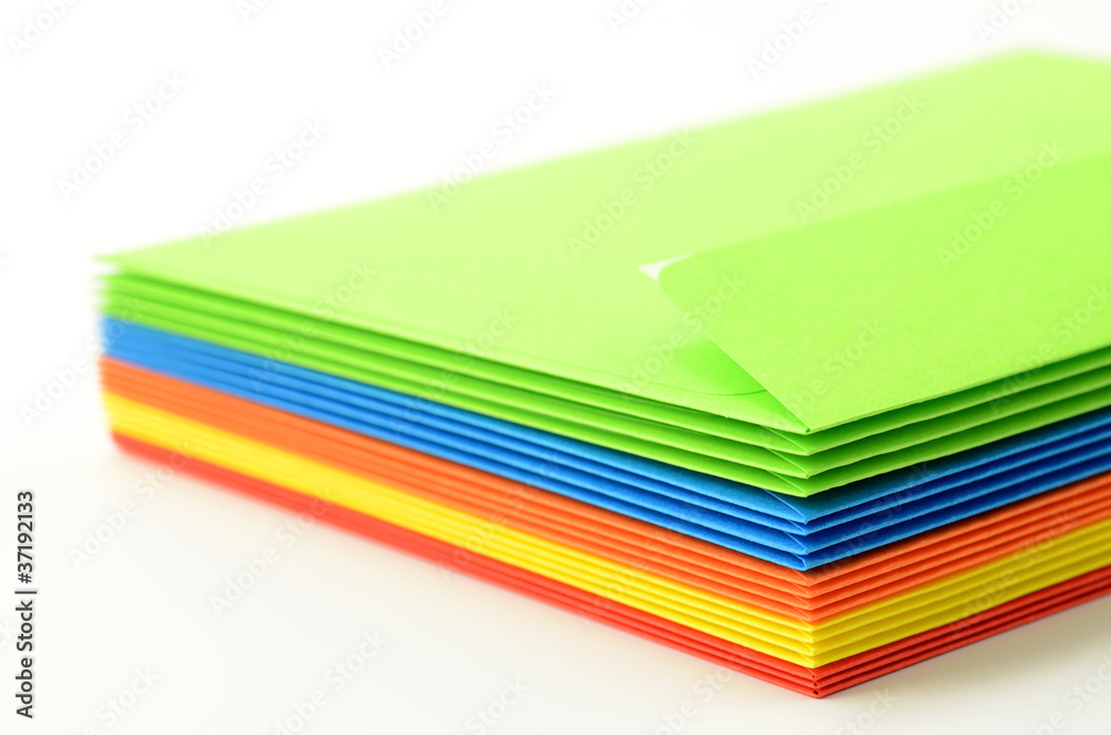 bunte Kuverts Stock-Foto | Adobe Stock