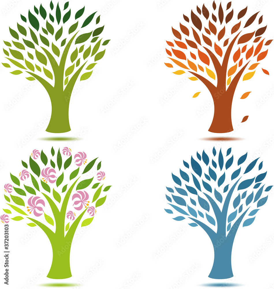 4 Seasons Symbol Spring, Summer, Fall and Winter. Stock Vector | Adobe ...