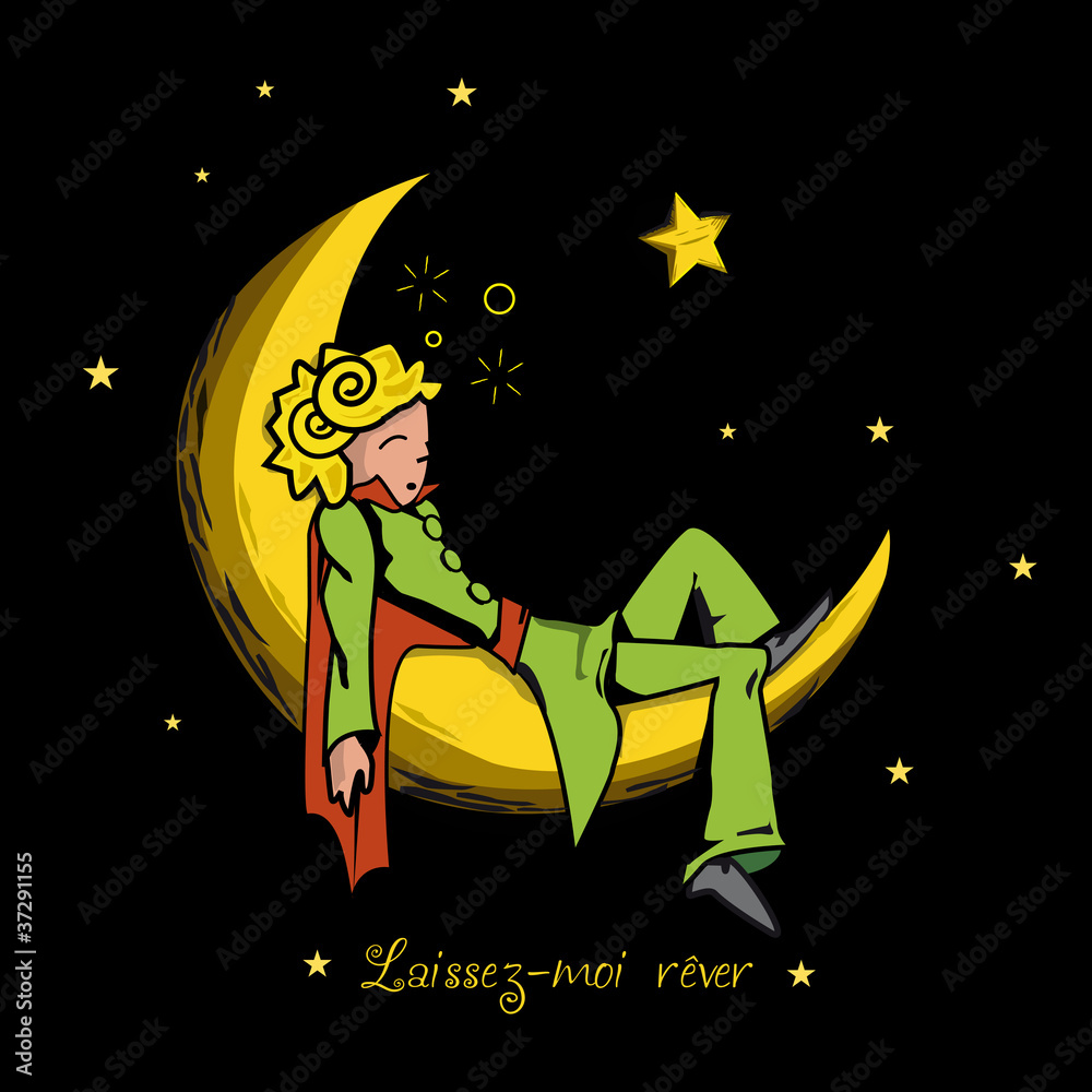 petit prince rêve lune conte Stock-Vektorgrafik | Adobe Stock