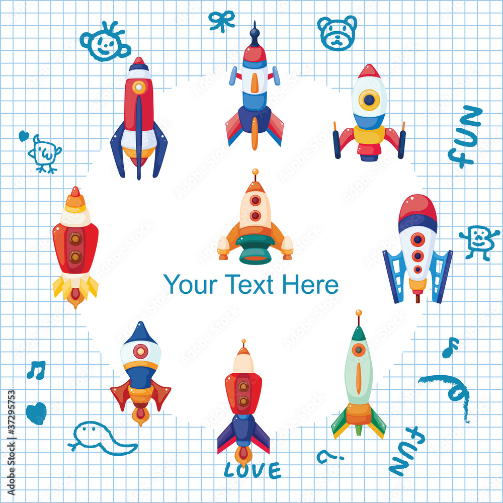 cartoon spaceship card Stock Vector | Adobe Stock