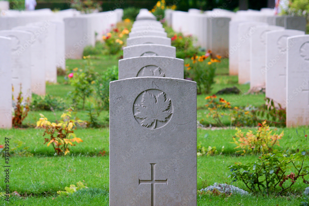Canadian Soldier WW2 Gravestone Rows in Normandy, France Stock Photo ...