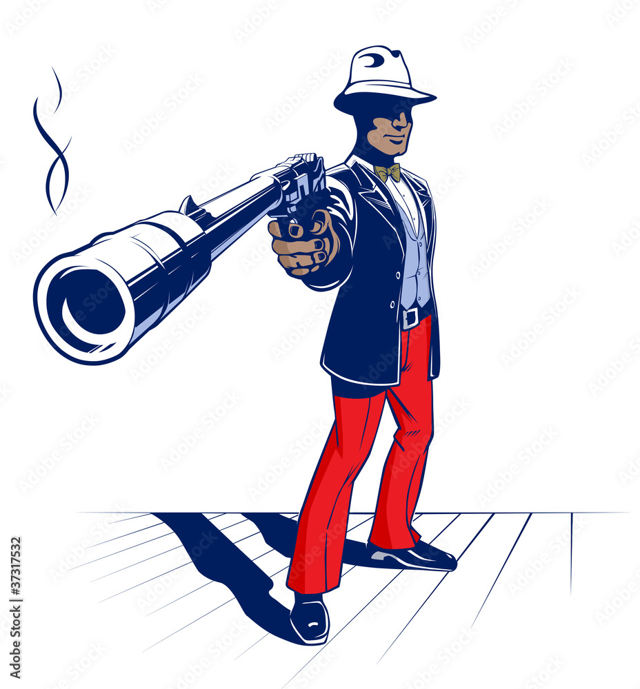 cartoon illustration of mobster Stock Vector | Adobe Stock