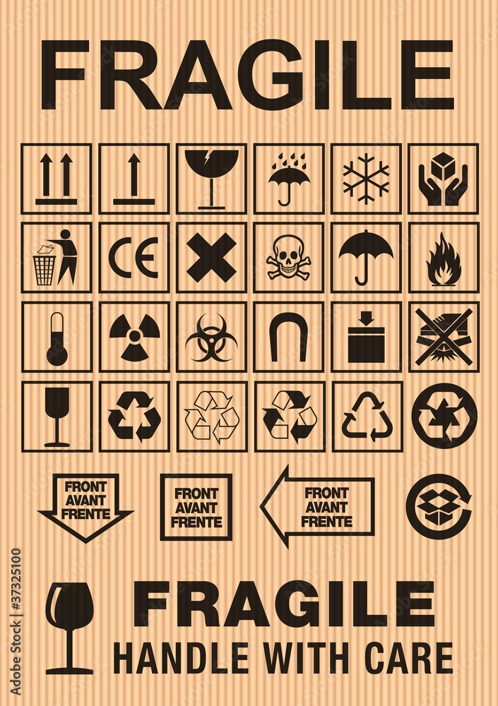 Pictogrammes pour carton Stock Vector | Adobe Stock