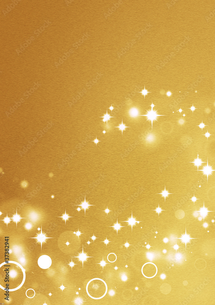 Gold background with circle light effects and shiny stars Stock Photo ...