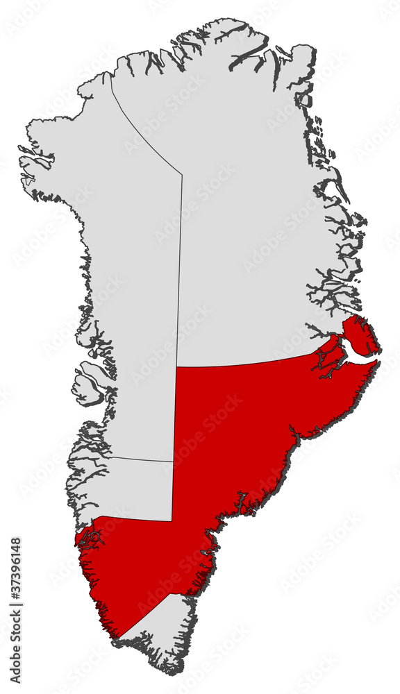 Map of Greenland, Sermersooq highlighted Stock Vector | Adobe Stock