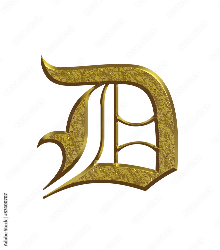 D - Alphabet en or - Lettrine Illustration Stock | Adobe Stock