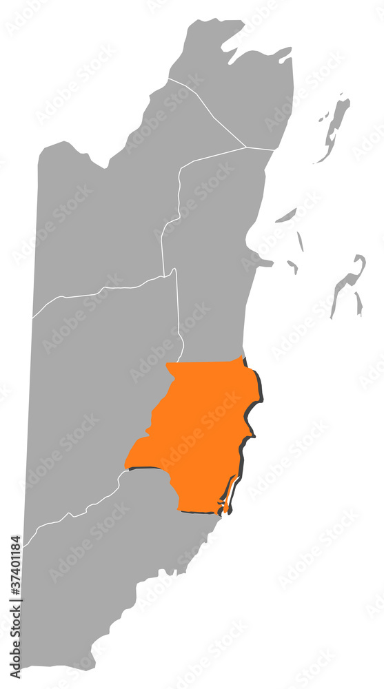 Map of Belize, Stann Creek highlighted Stock Vector | Adobe Stock