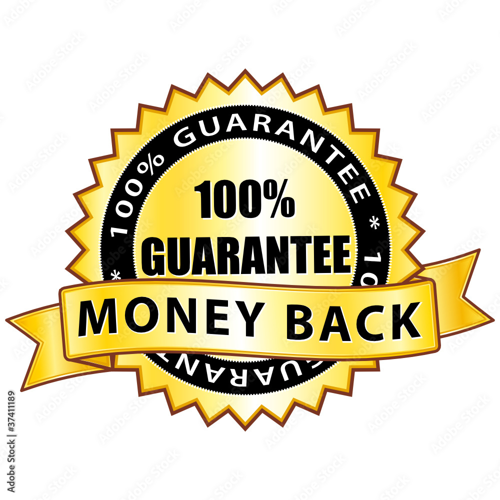 Money back. 100% guarantee label. Stock Vector | Adobe Stock