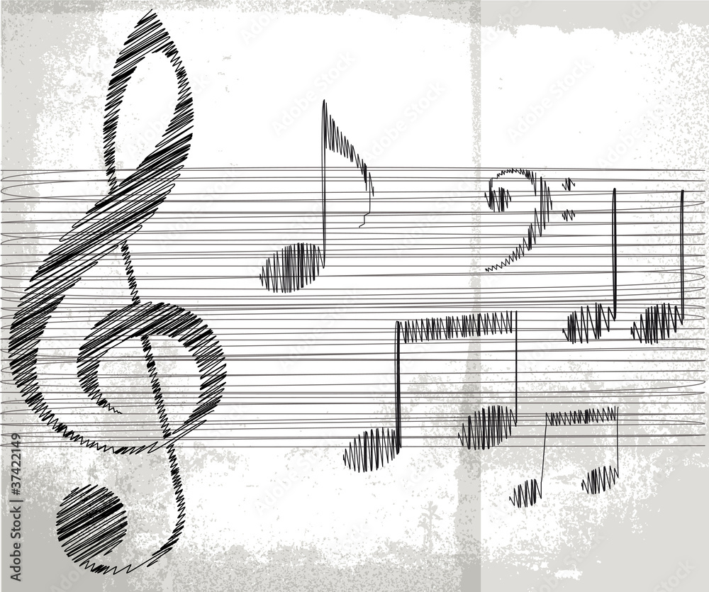 sketch of music notes. vector illustration Stock Vector | Adobe Stock