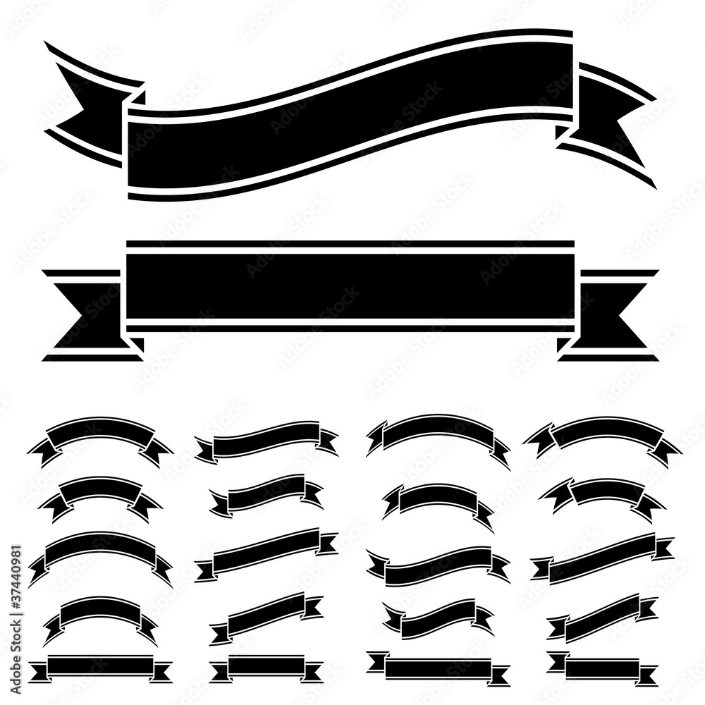 vector black and white ribbon symbols Stock Vector | Adobe Stock