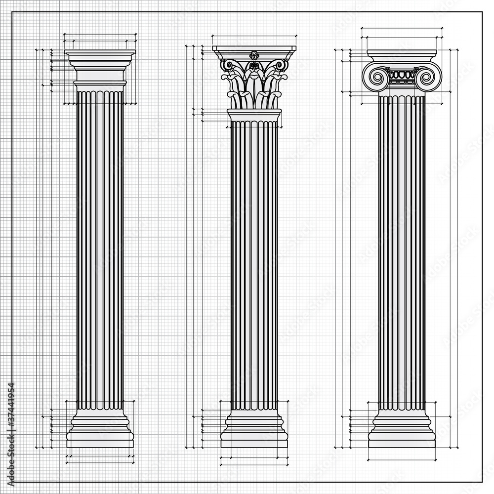 Classic columns sketch, vector Stock Vector | Adobe Stock